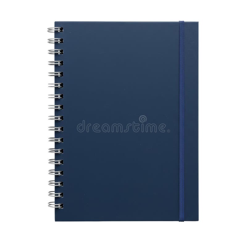 A Modern, Blue Spiral-bound Notebook with an Elastic Closure on White ...