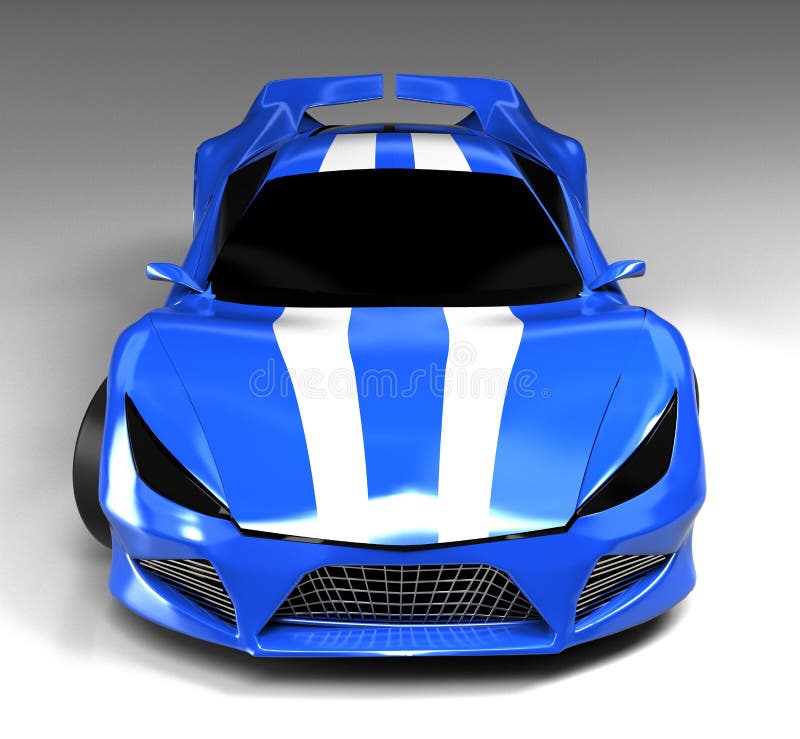 Modern Blue Sports Car ,3d ,render Stock Illustration - Illustration of ...