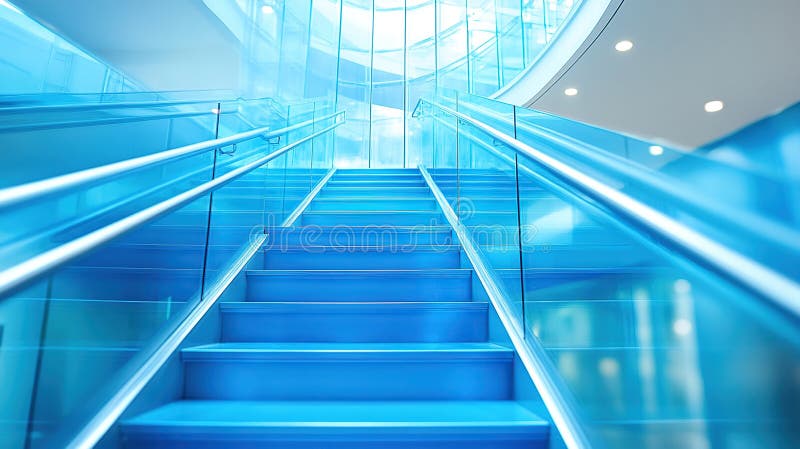 Modern Blue Staircase Leading Upwards in a Contemporary Building Stock ...