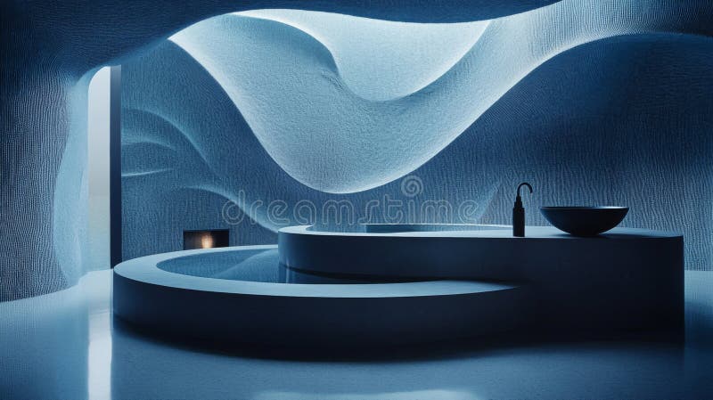 Modern Blue Stone Bathroom Interior Design Stock Illustration ...