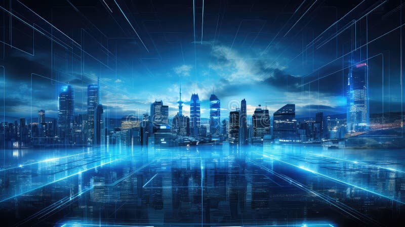 Modern Blue Tech Background Stock Illustration - Illustration of ...