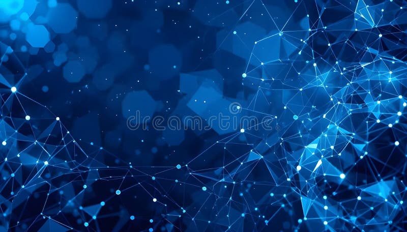Modern Blue Tech Background with Polygon Shapes and Digital Elements ...