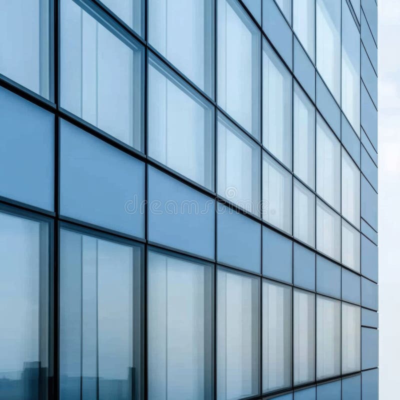 Modern Blue Tinted Glass Wall with Sleek Design and Reflective Surface ...