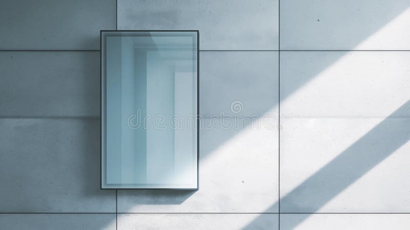 Modern Blue-tinted Mirror Reflecting Sunlight Concrete Wall Copy Space ...