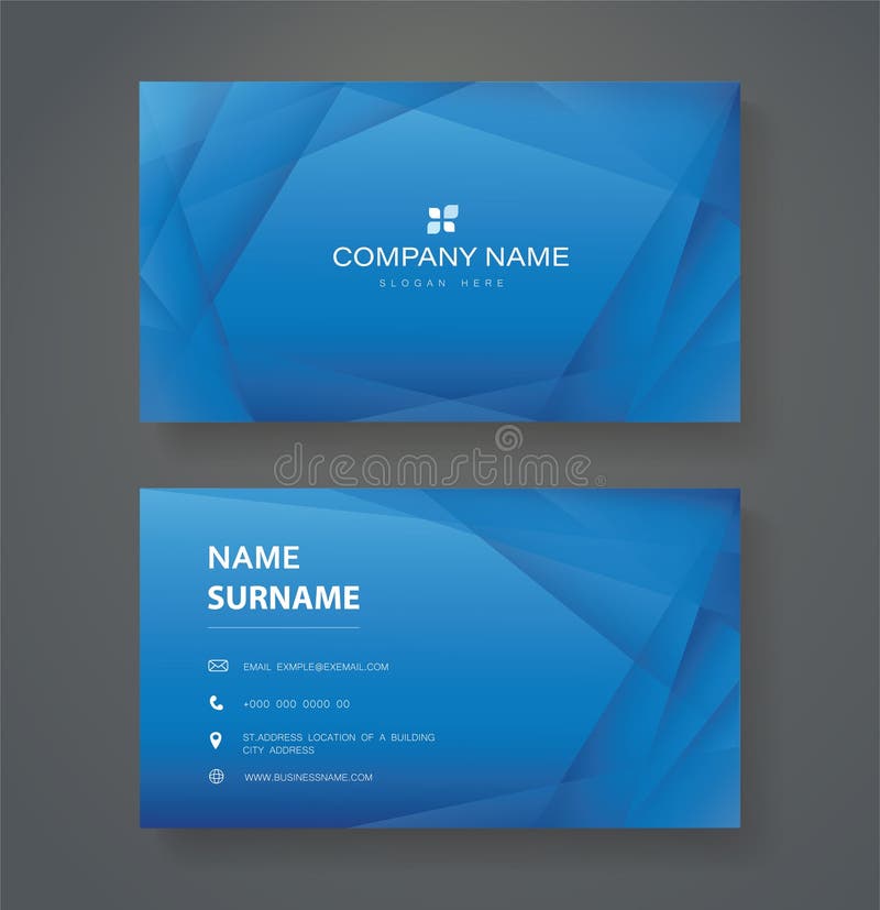 Modern Blue Triangle Double Sided Business Card Template Vector Eps10 ...