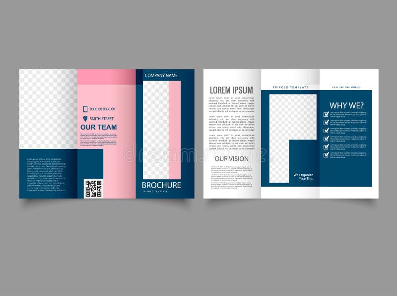 Modern Blue Trifold Brochure Layout Design. Vector Template Stock ...