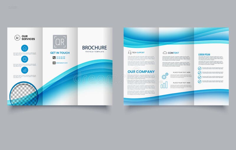 Modern Blue Trifold Brochure Template Design. Editable Image. Stock ...