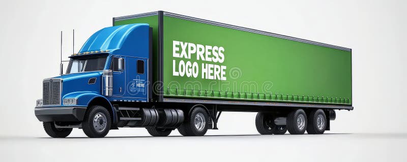 Modern Blue Truck with Green Trailer for Transportation Stock ...