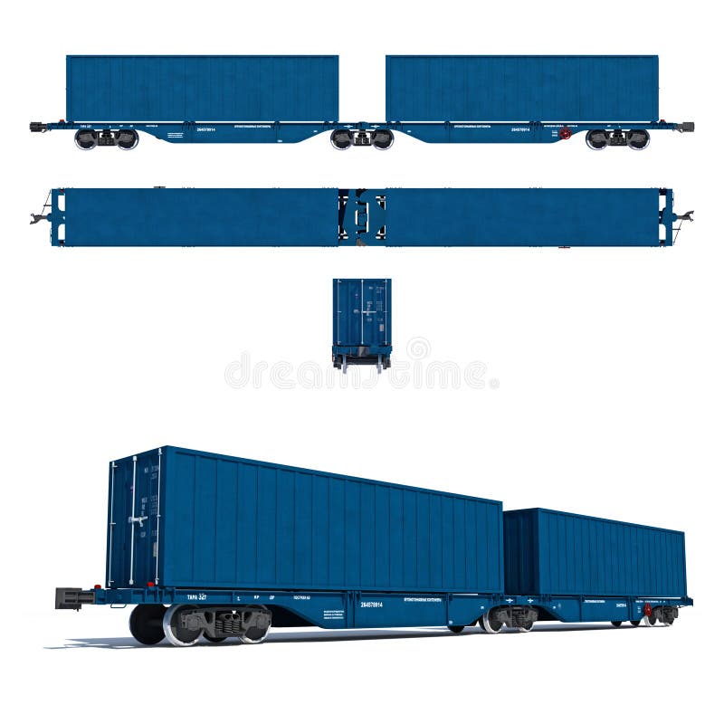 Modern Blue Twin Container Carriage Stock Illustration - Illustration ...