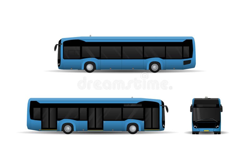 Modern Blue Urban Low-floor Electric Bus. Side View, Front Stock Vector ...
