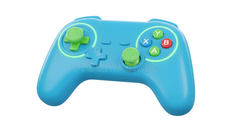 Modern Blue Video Game Controller Isolated, Rendering a Futuristic ...