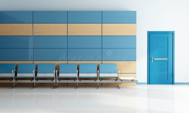 Modern blue waiting room stock illustration. Illustration of modern ...