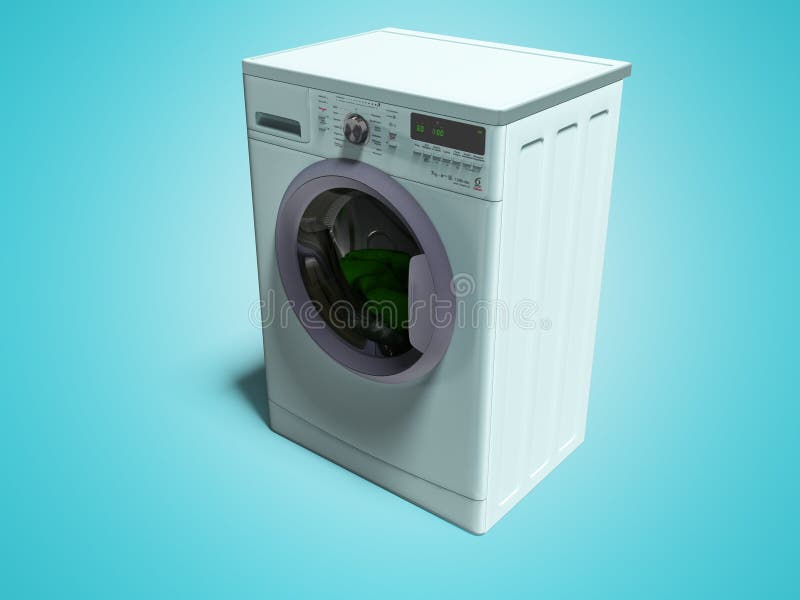 Blue Washing Machine for Washing Clothes for the Family 3d Render on ...