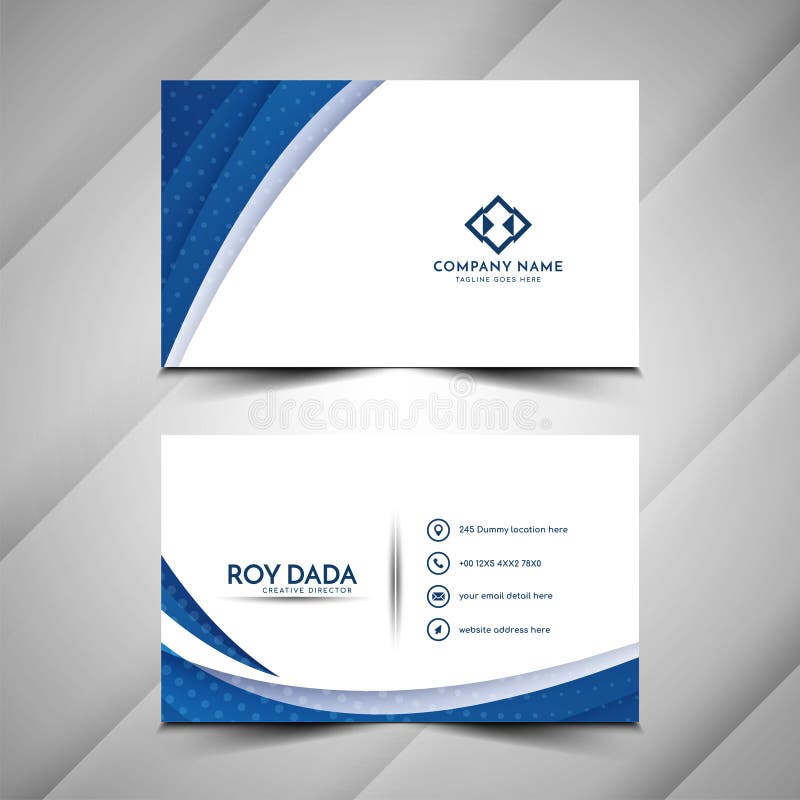 Modern Blue Wave Design Corporate Business Card Stock Vector ...