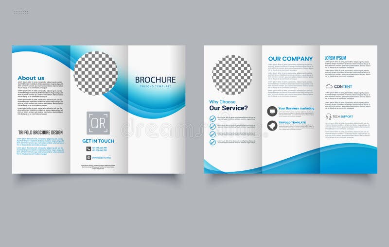 Modern Blue Wave Trifold Brochure Template Design. Editable Image ...