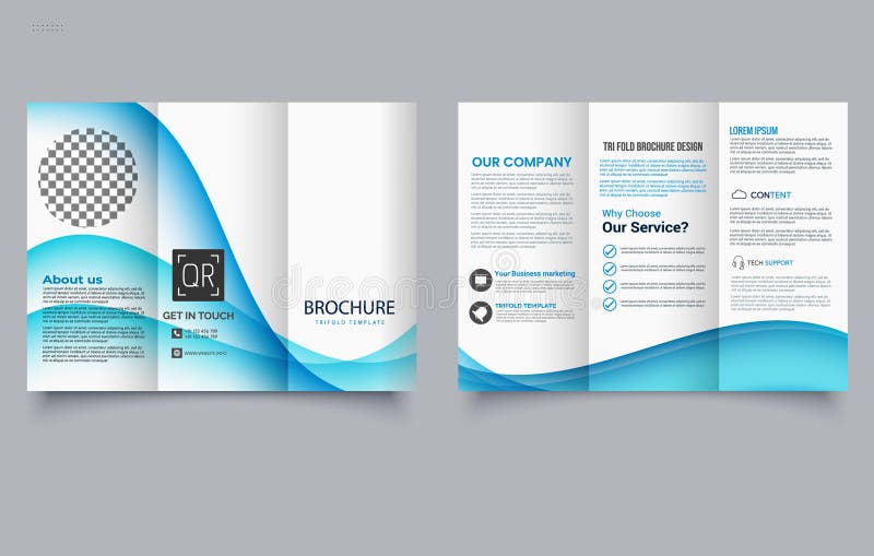 Modern Blue Wave Trifold Brochure Template Design. Editable Image ...
