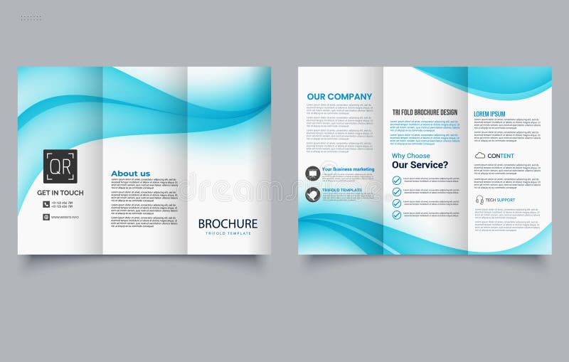Modern Blue Wave Trifold Brochure Template Design. Editable Image ...