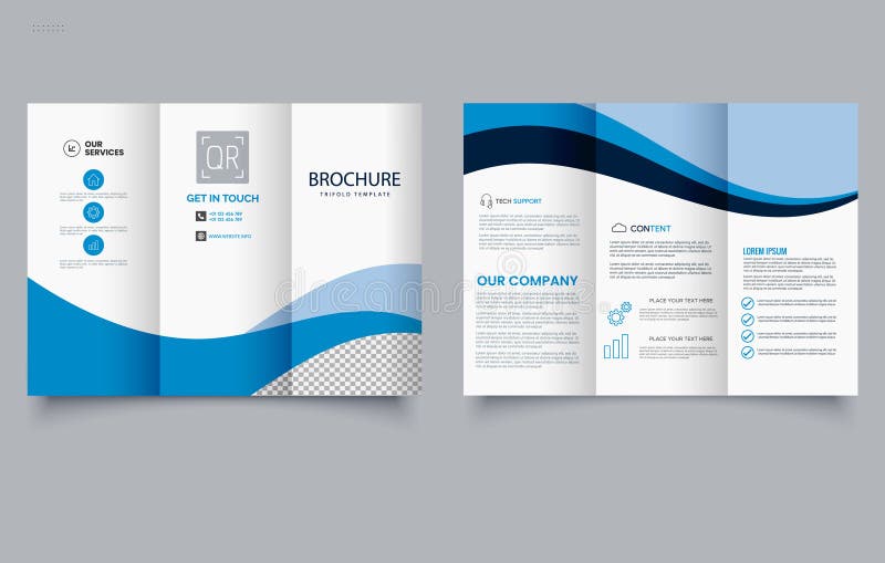 Modern Blue Wave Trifold Brochure Template Design. Editable Image Stock ...