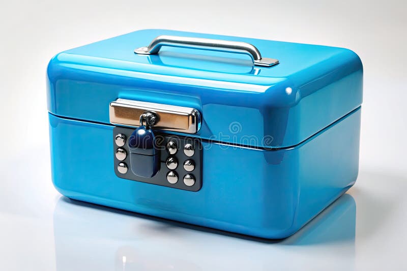 Modern Blue and White Steel Lockbox Secure Your Valuables with Key or ...