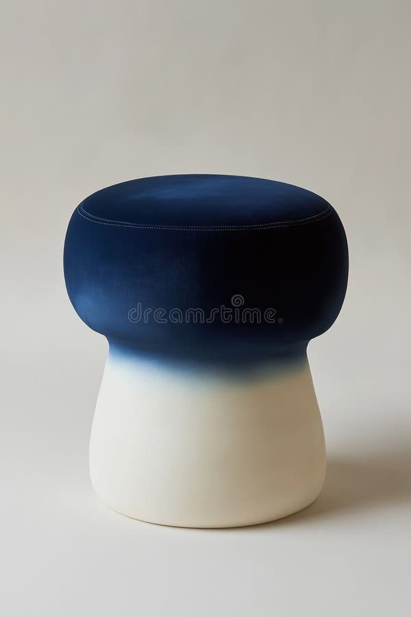 Modern Blue and White Stool Standing on White Background Stock ...