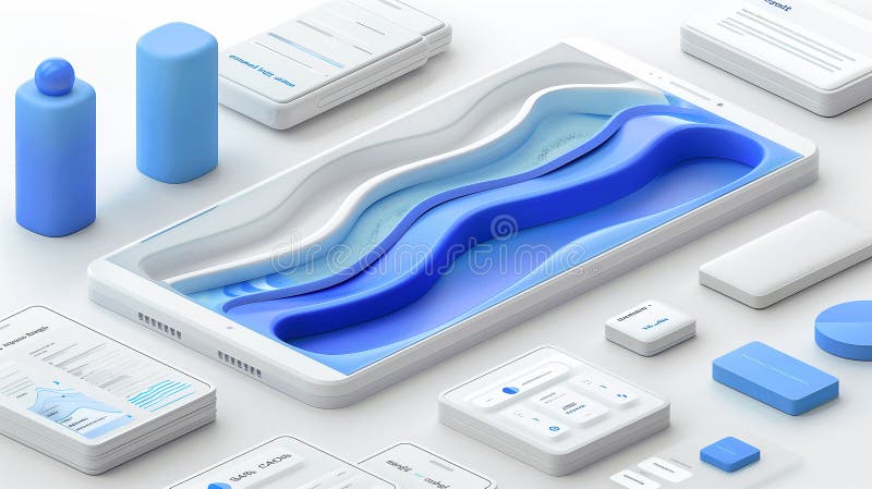Modern Blue and White Tech Interface Elements Display Stock ...
