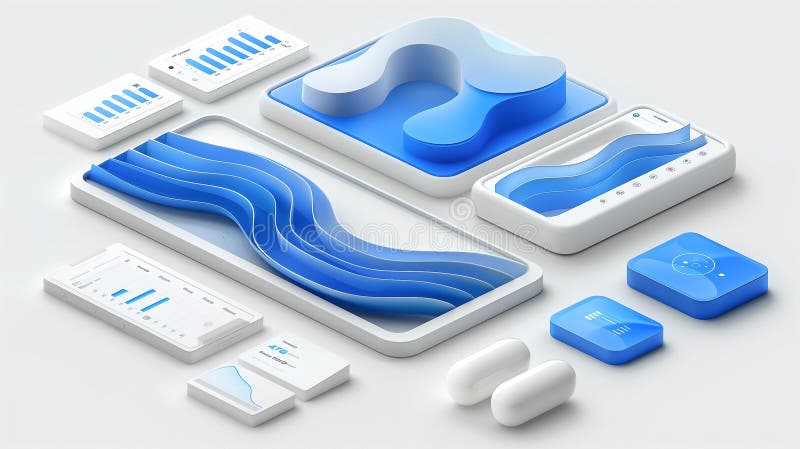 Modern Blue and White UI Elements and Infographics Stock Illustration ...