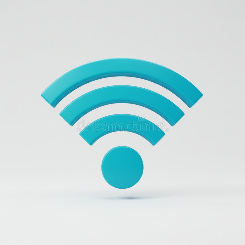 Modern Blue Wifi Symbol Digital Wireless Network Connection 3D Web Icon ...