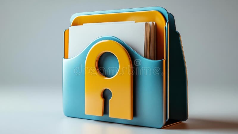 Modern Blue and Yellow Keyhole Folder for Office Organization Stock ...