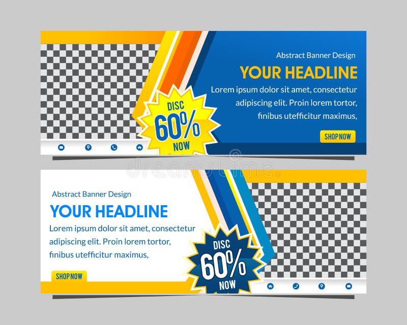 Modern Blue and Yellow Web Banner Sale Design Stock Vector ...