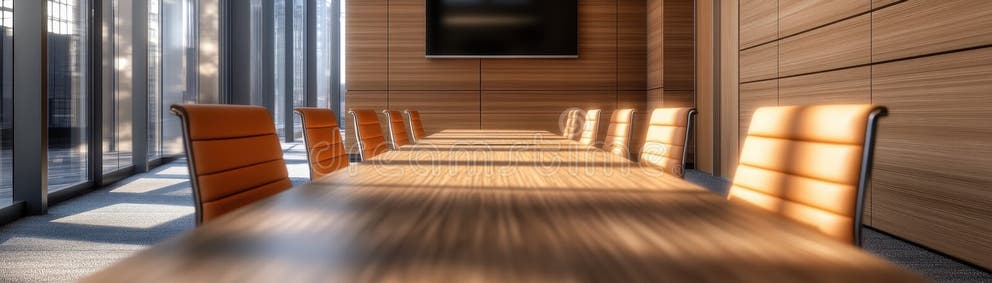 A Modern Boardroom Featuring an Efficient Distance Learning Setup with ...