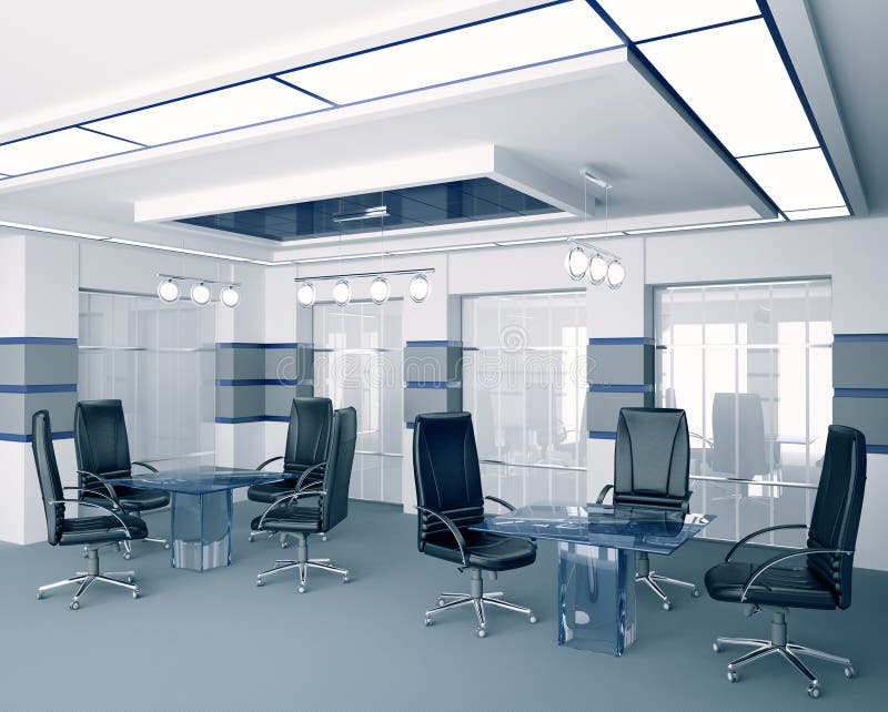 Modern Boardroom Interior Panorama 3d Stock Illustration - Illustration ...