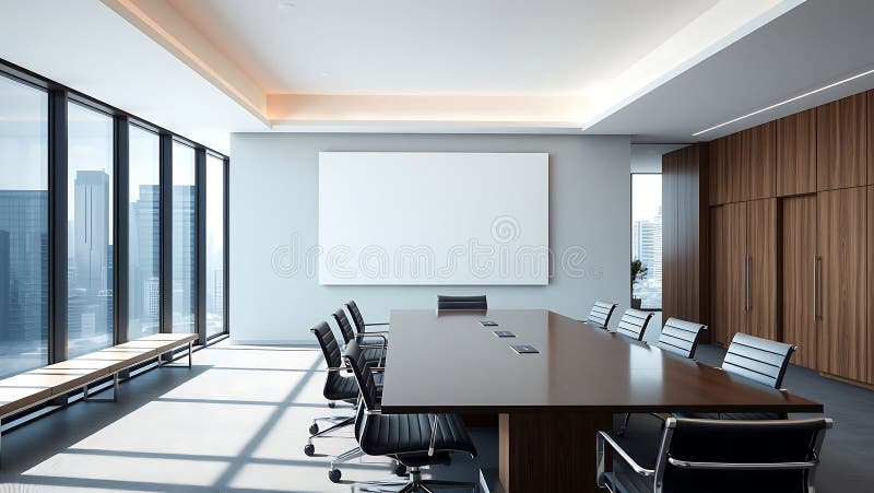 Modern Boardroom Interior with Blank Empty Panel, Canvas for ...