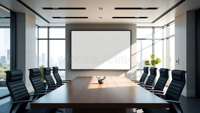 Modern Boardroom Interior with Blank Empty Panel, Canvas for ...
