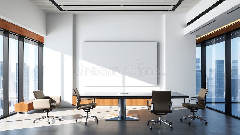 Modern Boardroom Interior with Blank Empty Panel, Canvas for ...