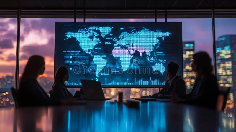 Modern Boardroom Meeting with International Team Analyzing Data Stock ...