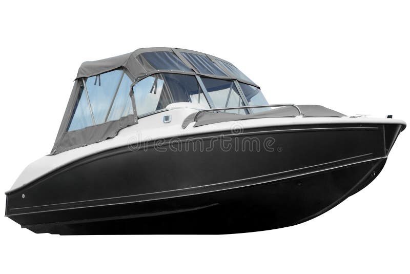 Modern Boat with Canvas Top Isolated on White Background Stock Image ...