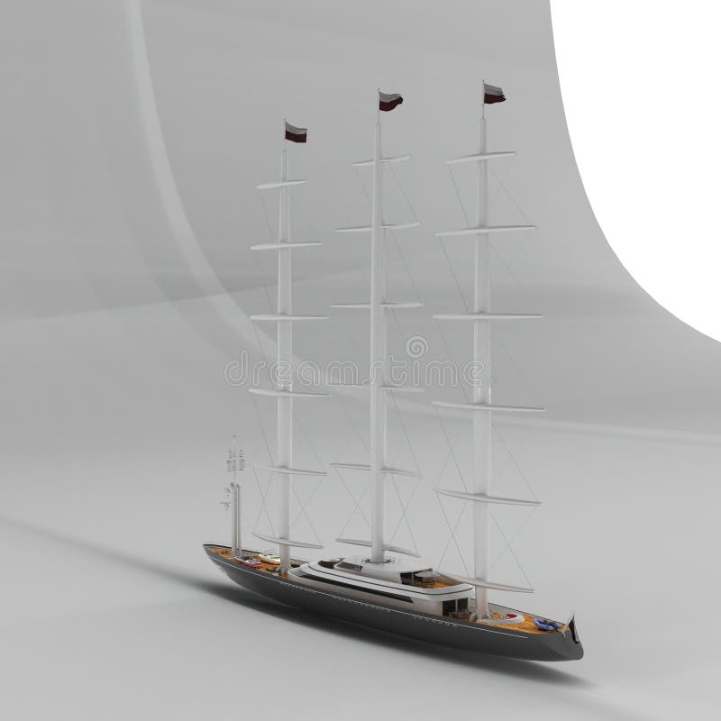 Modern Boat Model Against a White Backdrop, 3D Rendered Stock ...