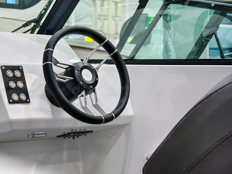 Modern Boat Steering Console Showcasing Advanced Controls and Sleek ...