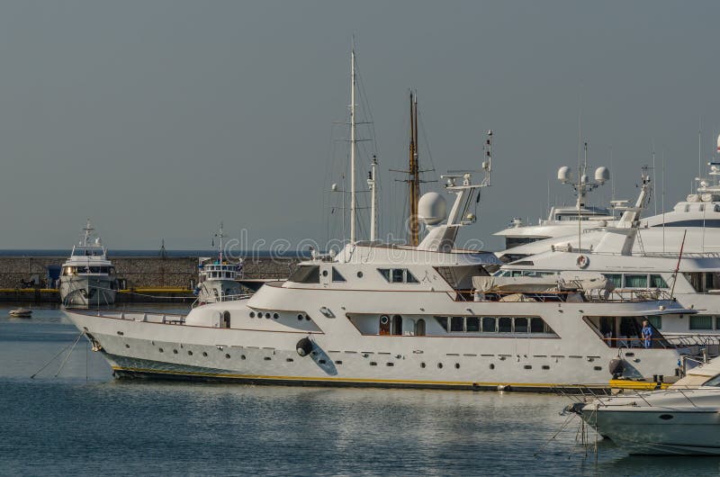 Modern boats in the harbor editorial stock image. Image of architecture ...