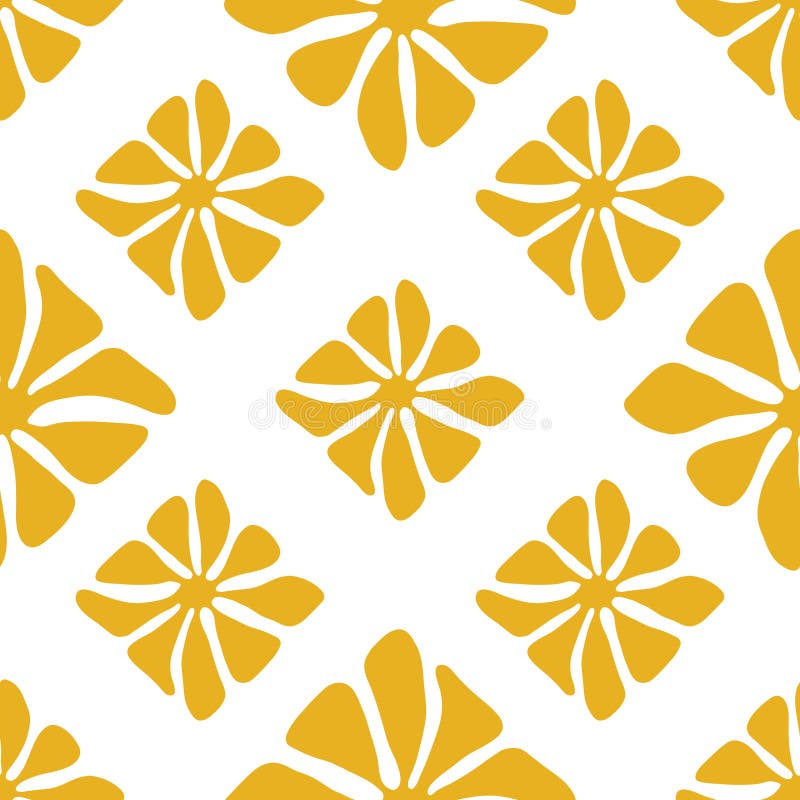 Modern Boho Abstract Floral Seamless Pattern. Yellow Matisse Inspired ...