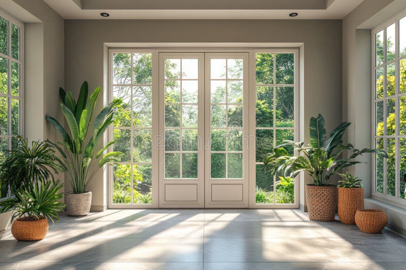 Modern Boho Entrance Hall Design with Stylish Door and Decor Elements ...