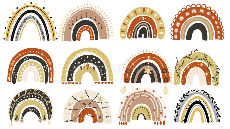 Modern Boho Rainbow Desktop Wallpaper Stock Illustration - Illustration ...