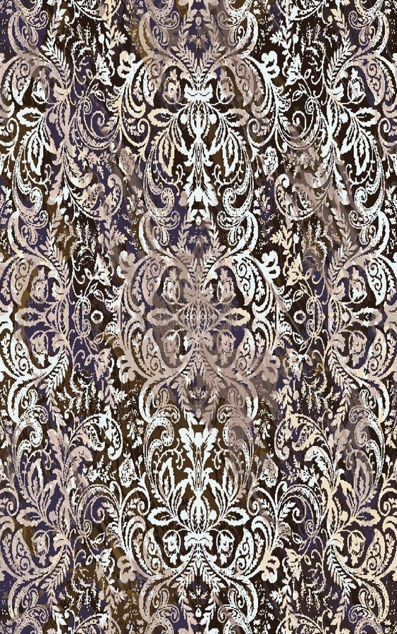 Modern Boho Style Carpet Design Illustration with Distressed and Grunge ...