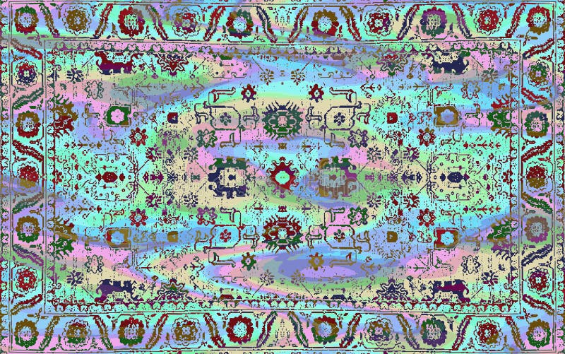 Modern Boho Style Carpet Design Illustration with Distressed and Grunge ...