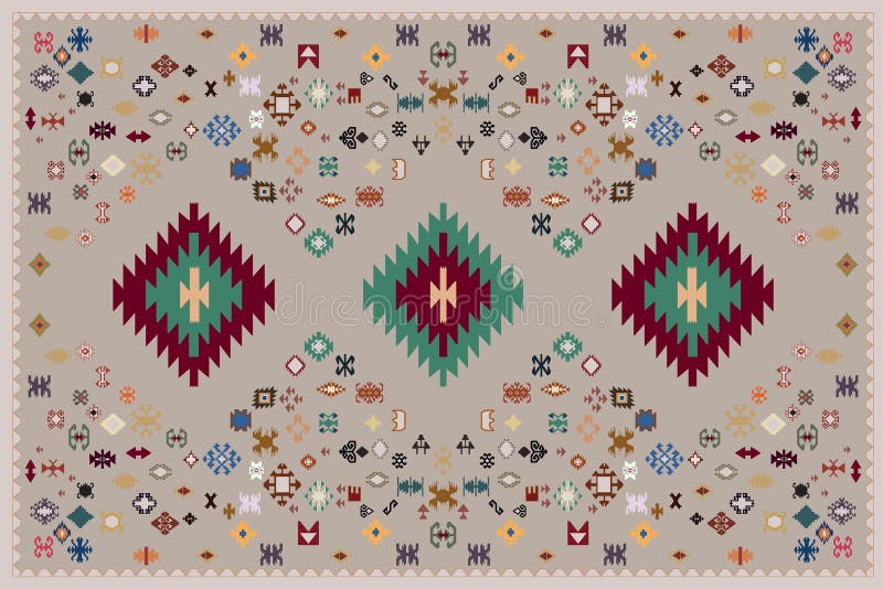 Kilim Pattern Rugs and Carpets with Grunge and Distressed Texture Stock ...