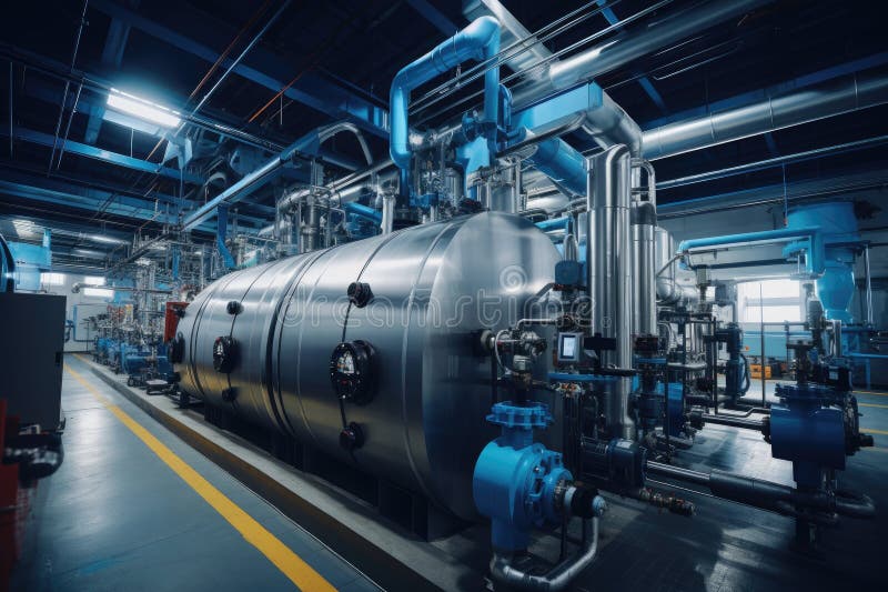 Modern Boiler Room with Gas Boilers, Industrial Heating Stock ...