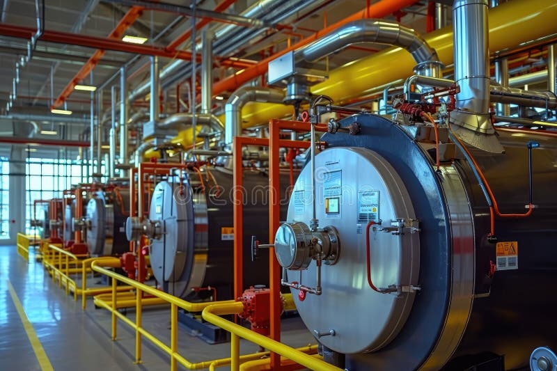 Modern Boiler Room with Gas Boilers, Industrial Heating Stock ...