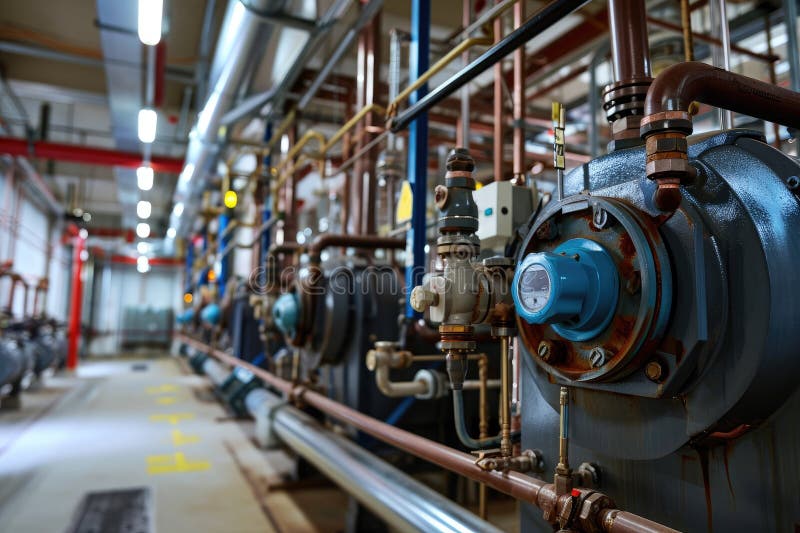 Modern Boiler Room with Gas Boilers, Industrial Heating Stock ...