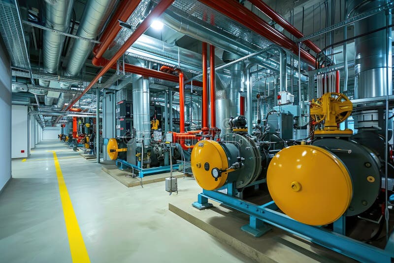 Modern Boiler Room with Gas Boilers, Industrial Heating Stock ...