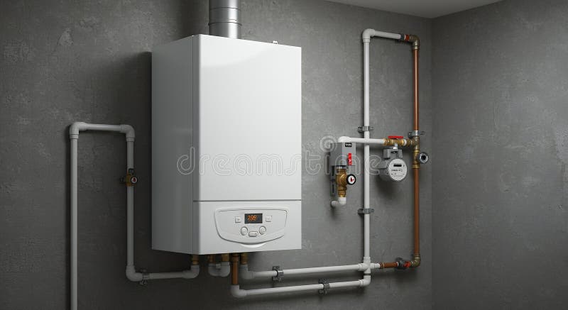Modern Boiler System a Efficient Home Heating Installation with Pipes ...